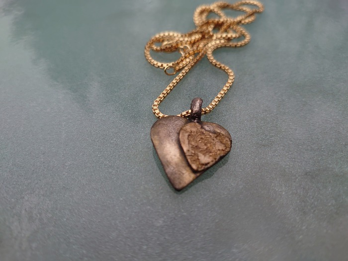 Hjerte i hjerte i 2 x bronze :: Buybybirgit